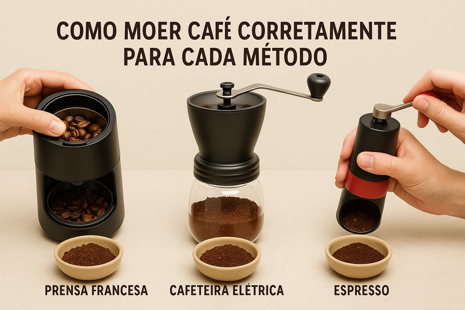 Como moer café corretamente para cada método | Café com Encanto
